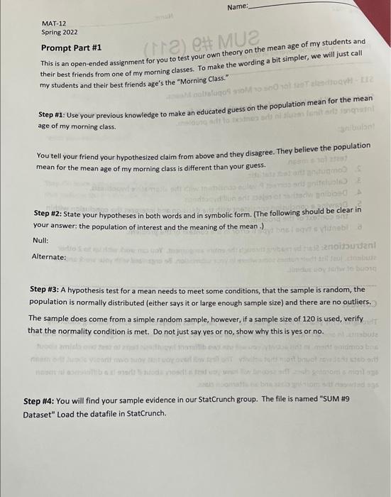 Solved MAT-12 Spring 2022 Prompt Part \#1 This is an | Chegg.com