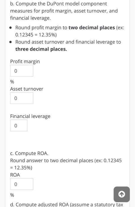 Solved Compute Measures for DuPont Disaggregation Analysis | Chegg.com