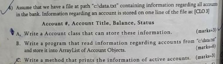 Solved Assume that we have a file at path "c: \data.txt" | Chegg.com