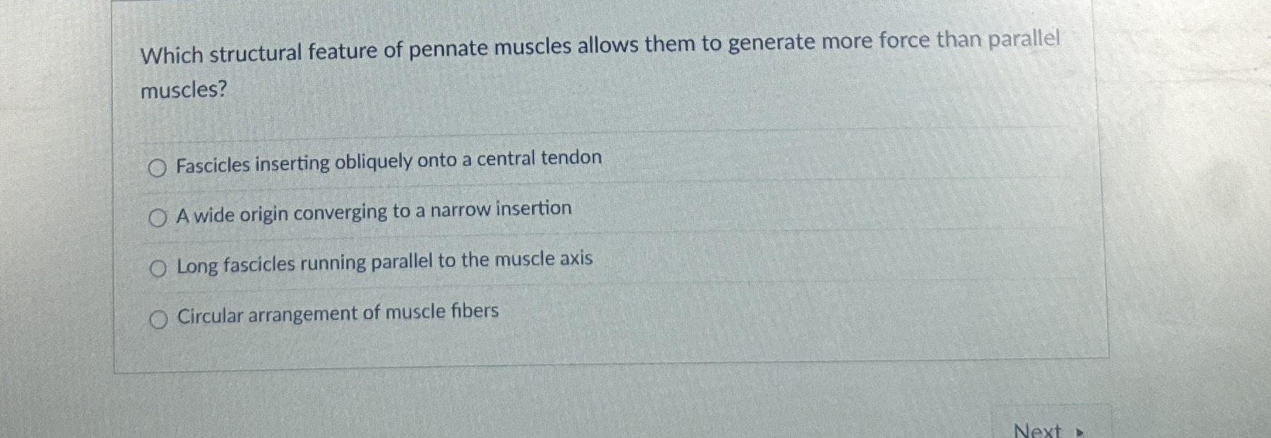 Solved Which structural feature of pennate muscles allows | Chegg.com