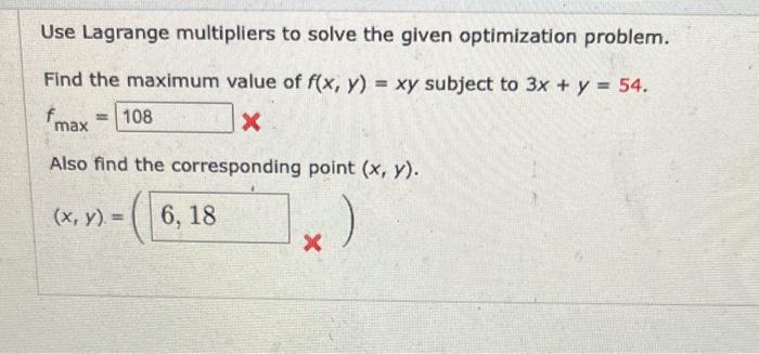 Solved Use Lagrange multipliers to solve the given | Chegg.com
