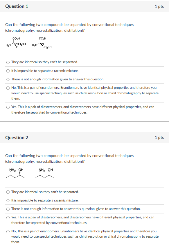 Solved Question 1Can the following two compounds be | Chegg.com