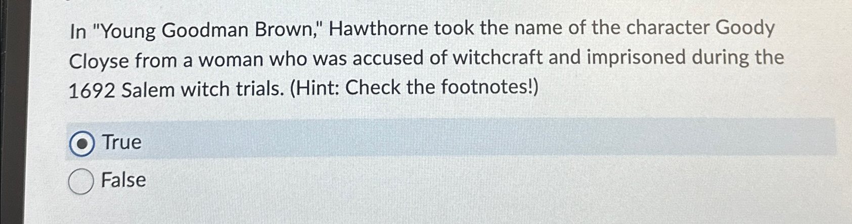Solved In "Young Goodman Brown," Hawthorne took the name of | Chegg.com
