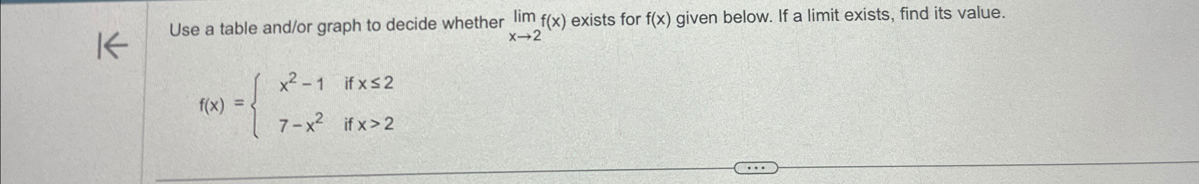 Solved Use a table and/or graph to decide whether limx→2f(x) | Chegg.com