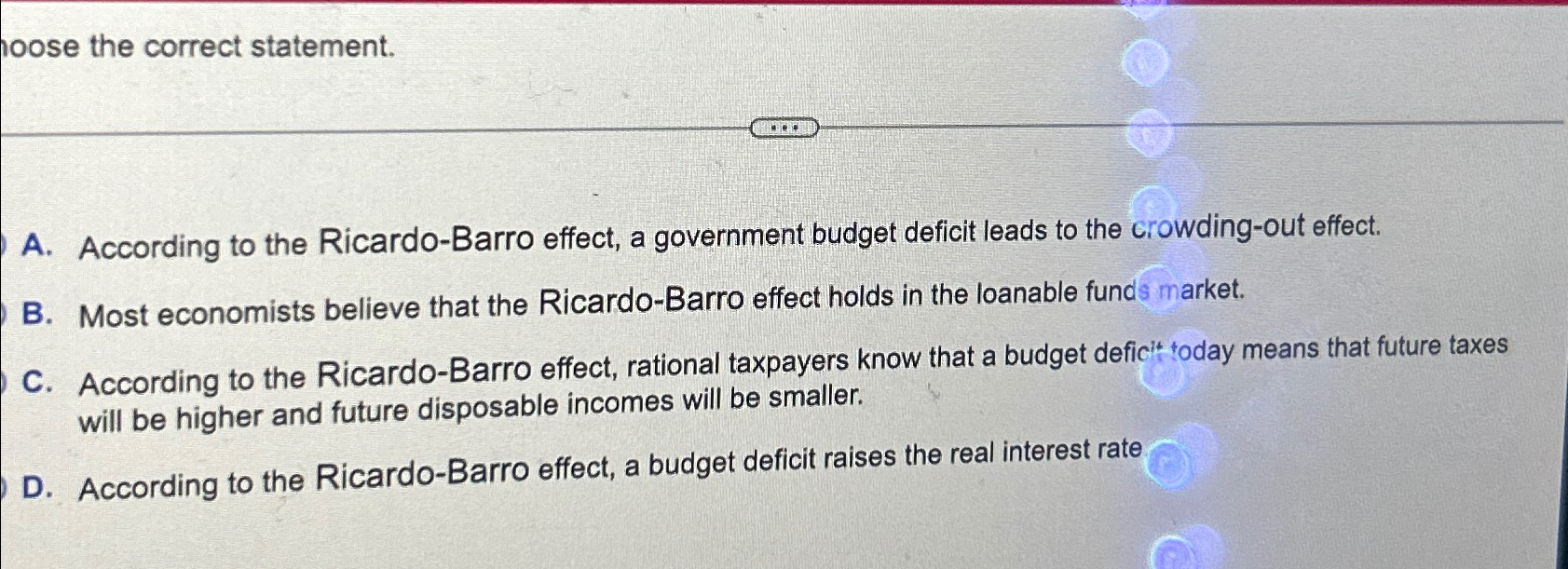 Solved hoose the correct statement.A. ﻿According to the | Chegg.com