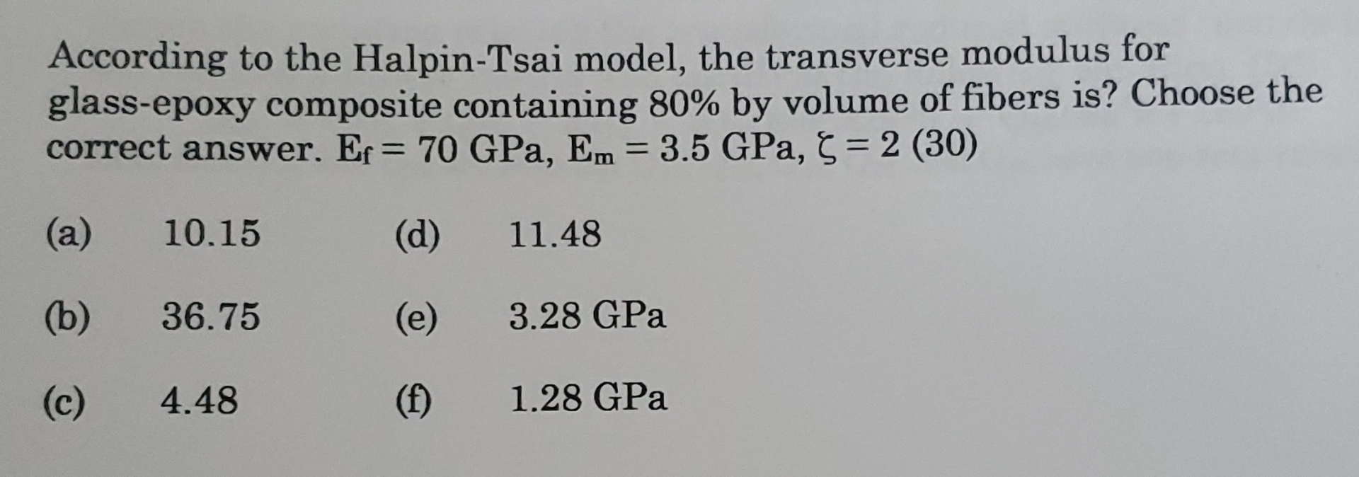Solved According to the Halpin-Tsai model, the transverse | Chegg.com