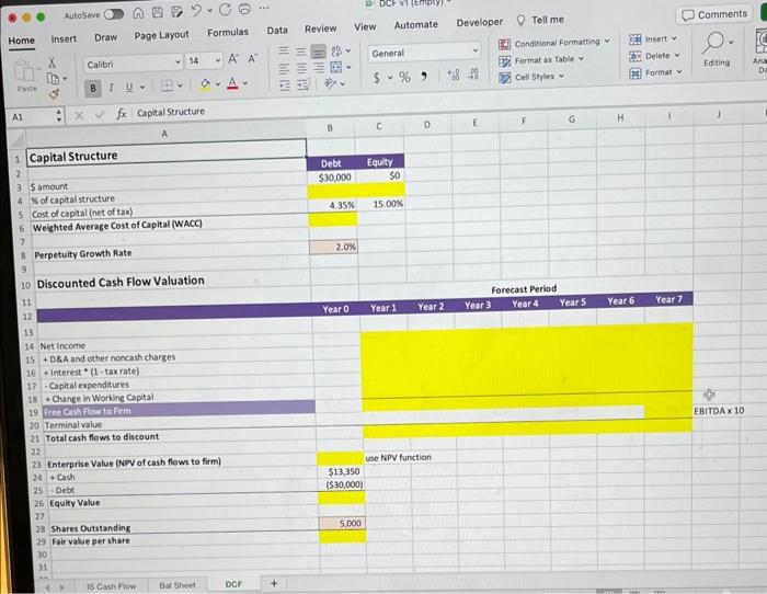 Home Insert Draw Page Layout Formulas Data Review | Chegg.com