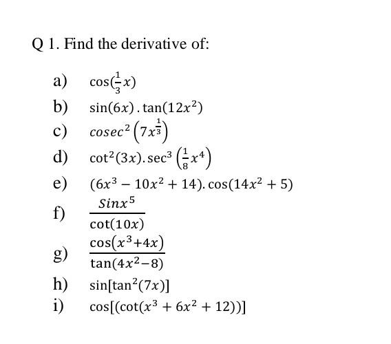 Solved Find the derivative of the following: b) sin( | Chegg.com