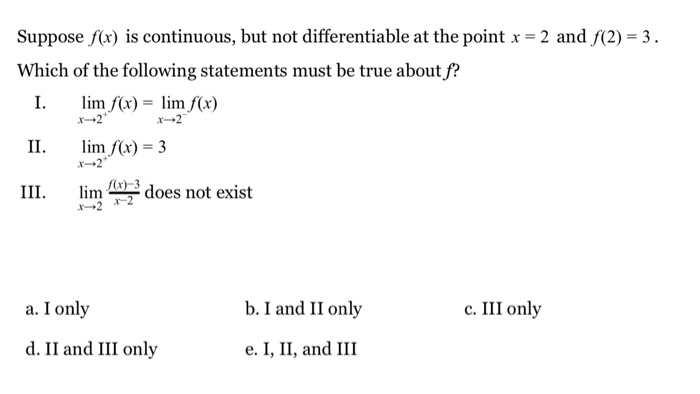 Solved Suppose f(x) is continuous, but not differentiable at | Chegg.com