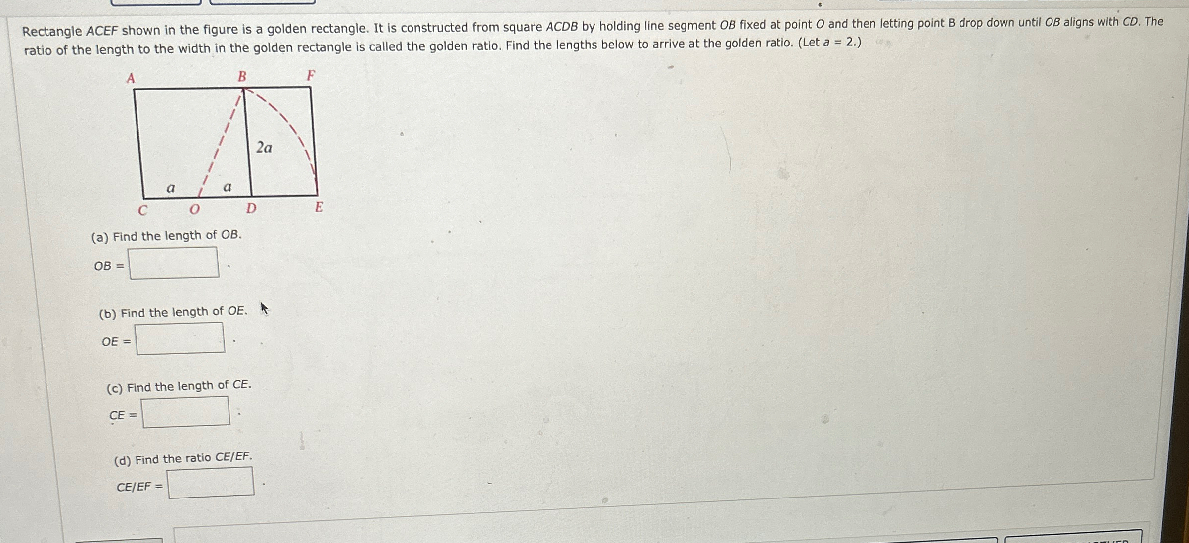 Solved Rectangle ACEF shown in the figure is a golden | Chegg.com