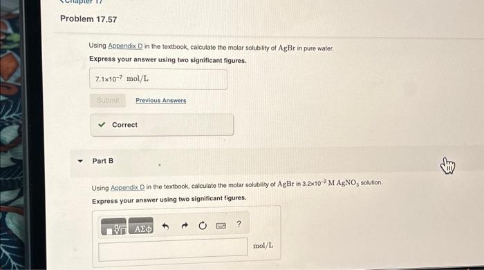 Solved Using Appendix D in the textbook, calculate the molar | Chegg.com