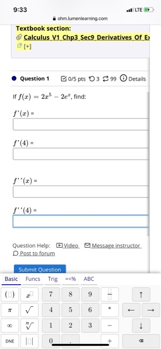 Solved 9:33 LTE ohm.lumenlearning.com Textbook section: | Chegg.com