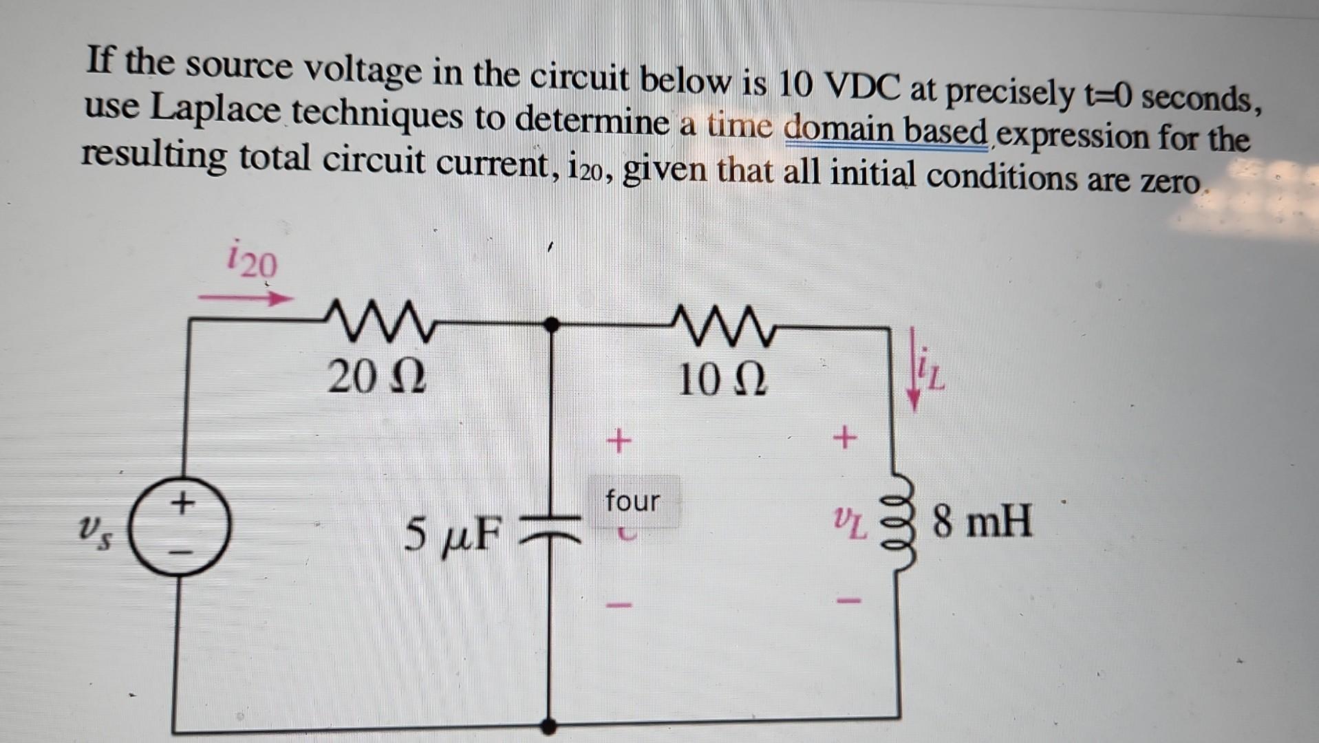 Solved If the source voltage in the circuit below is 10 VDC | Chegg.com