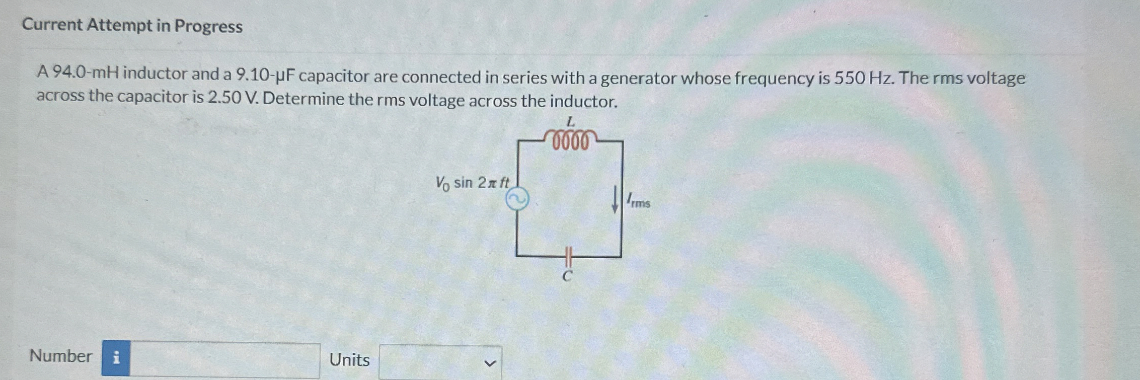 Solved Current Attempt in ProgressA 94.0-mH ﻿inductor and a | Chegg.com