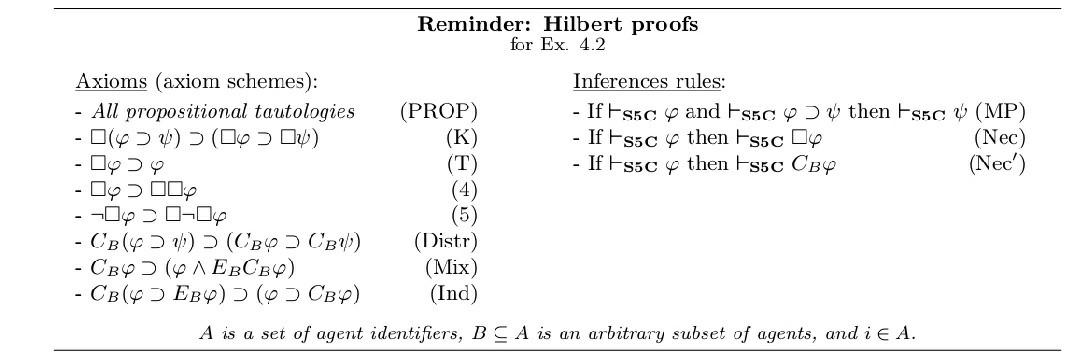 Solved Reminder: Hilbert proofs for Ex. 4.2Proof theory for | Chegg.com