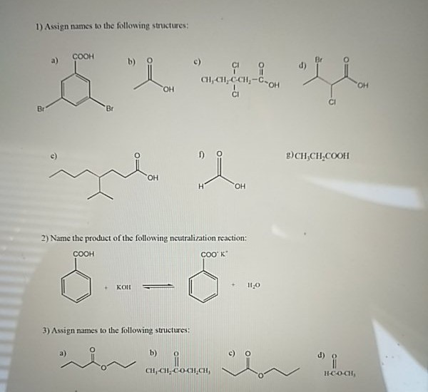 Solved 1) Assign names to the following structures: DO 8)CH | Chegg.com