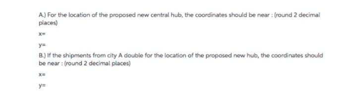 Solved a) For the location of the proposed new central hub, | Chegg.com