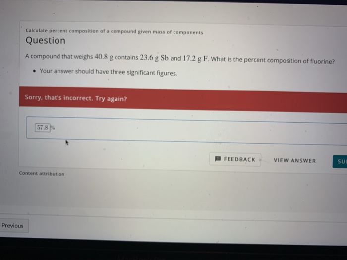 Solved Calculate percent composition of a compound given | Chegg.com