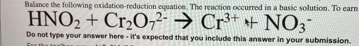 Solved Balance the following oxidation-reduction equation. | Chegg.com