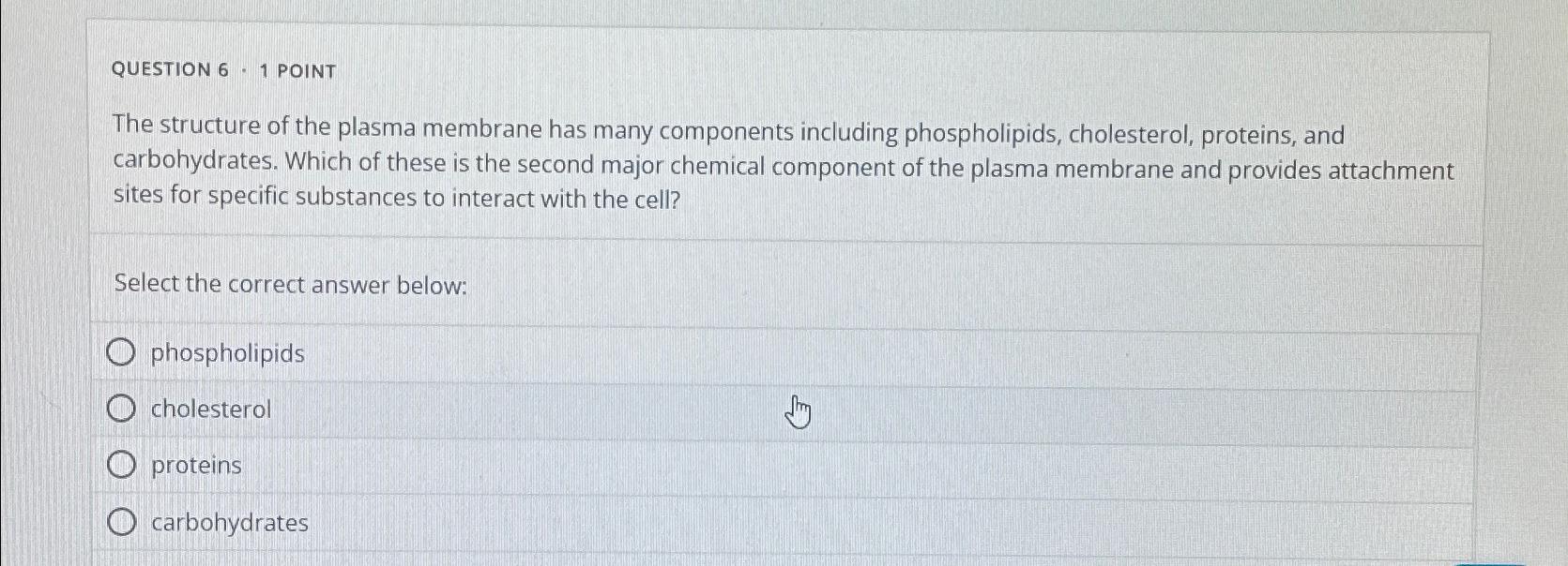Solved QUESTION 6 - 1 ﻿POINTThe structure of the plasma | Chegg.com