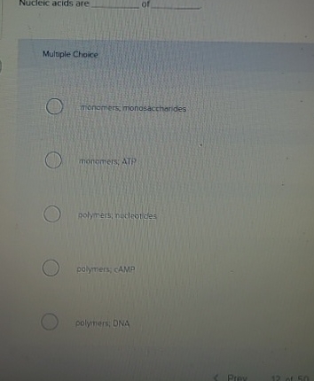 Solved Nucleic acids are ﻿of Multiple Choice ﻿monomers, | Chegg.com
