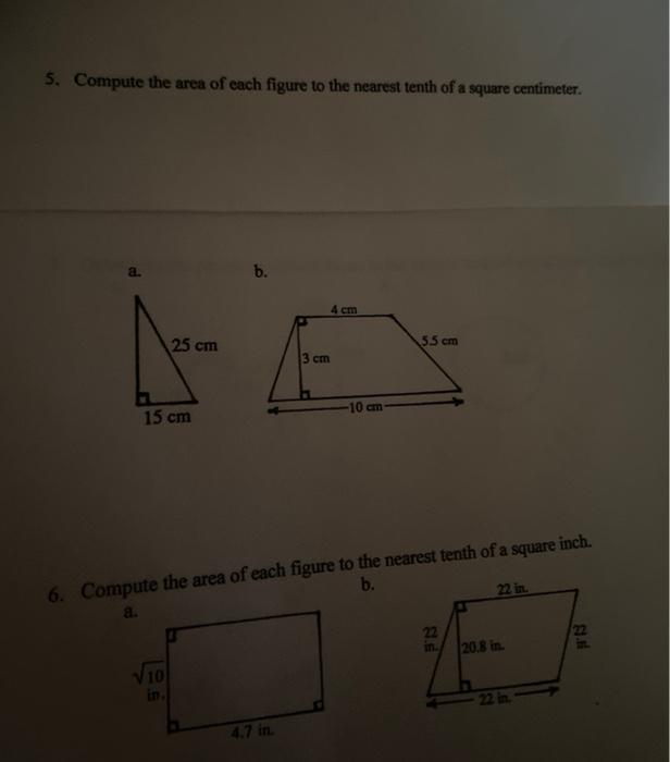 Solved 5. Compute the area of each figure to the nearest | Chegg.com