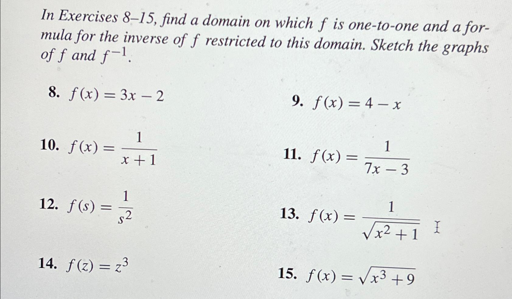 Solved In Exercises 8-15, ﻿find a domain on which f ﻿is | Chegg.com
