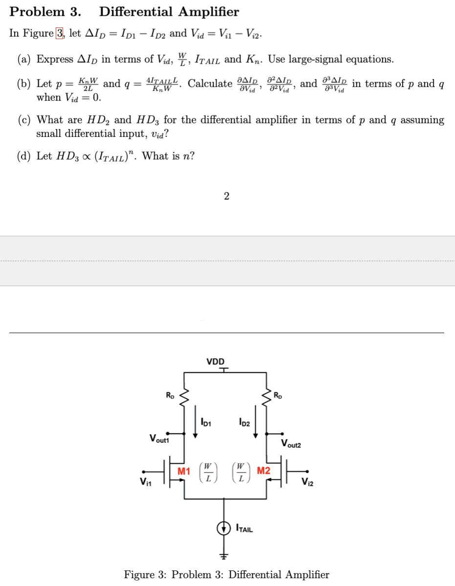 Problem 3. ﻿Differential AmplifierIn Figure 3, ﻿let | Chegg.com