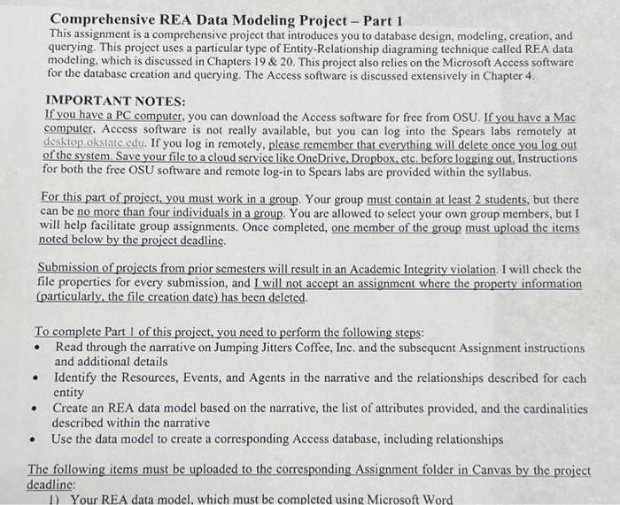 Solved Comprehensive REA Data Modeling Project-Part 1 This | Chegg.com