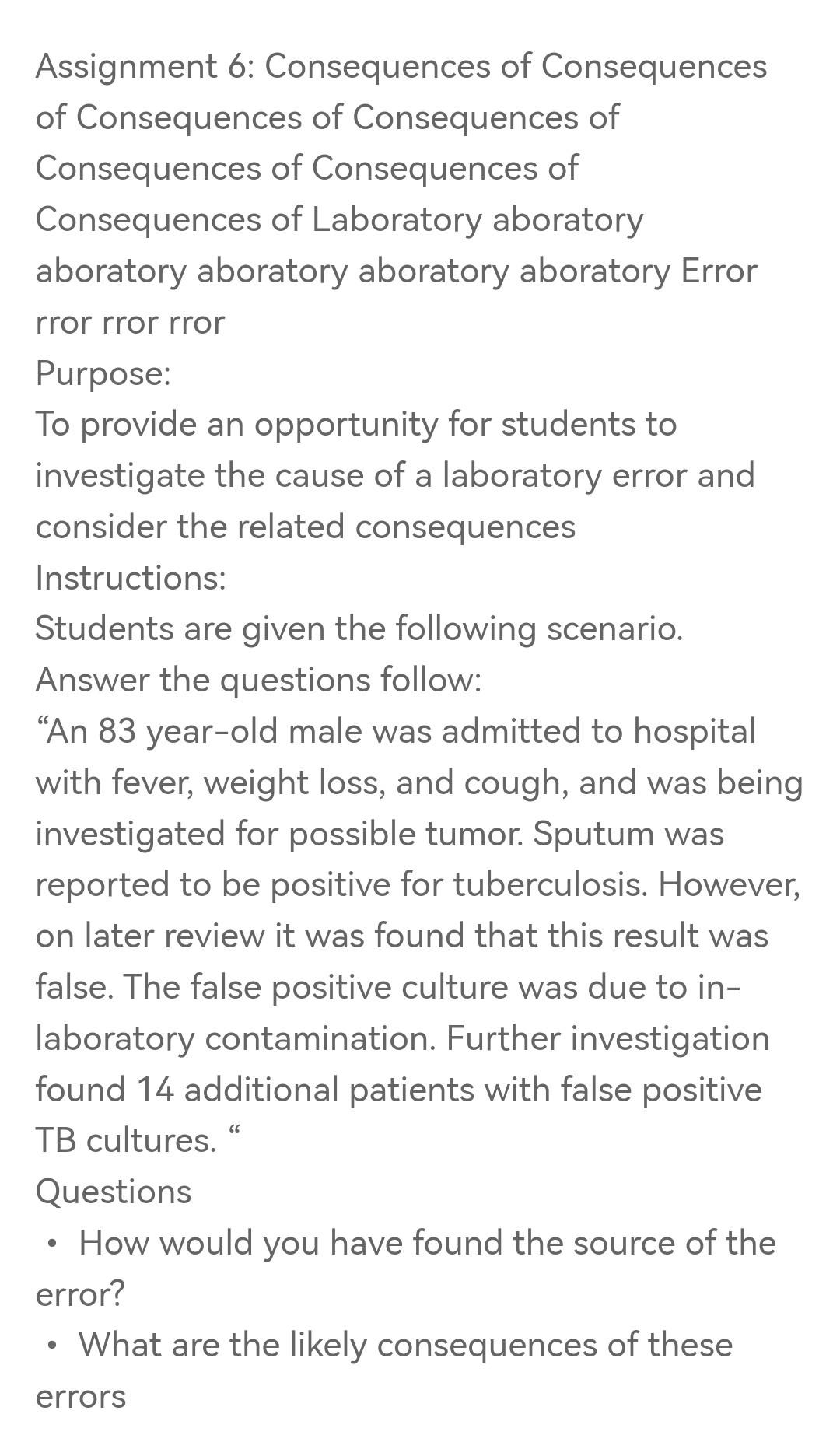 Solved Assignment 6: Consequences of Consequences of | Chegg.com