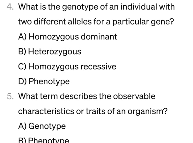 Solved What is the genotype of an individual with two | Chegg.com