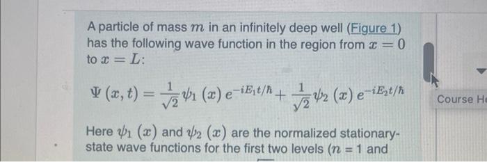 Solved A particle of mass m in an infinitely deep well | Chegg.com