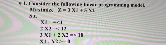 Solved #1. Consider the following linear programming model. | Chegg.com
