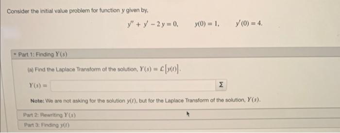 Solved Consider the initial value problem for function y | Chegg.com