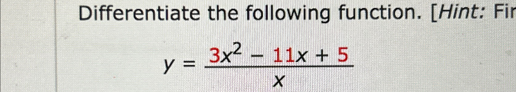 Solved Differentiate the following function. | Chegg.com