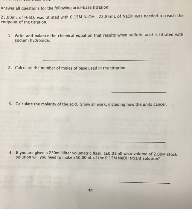 Solved Answer all questions for the following acid-base | Chegg.com
