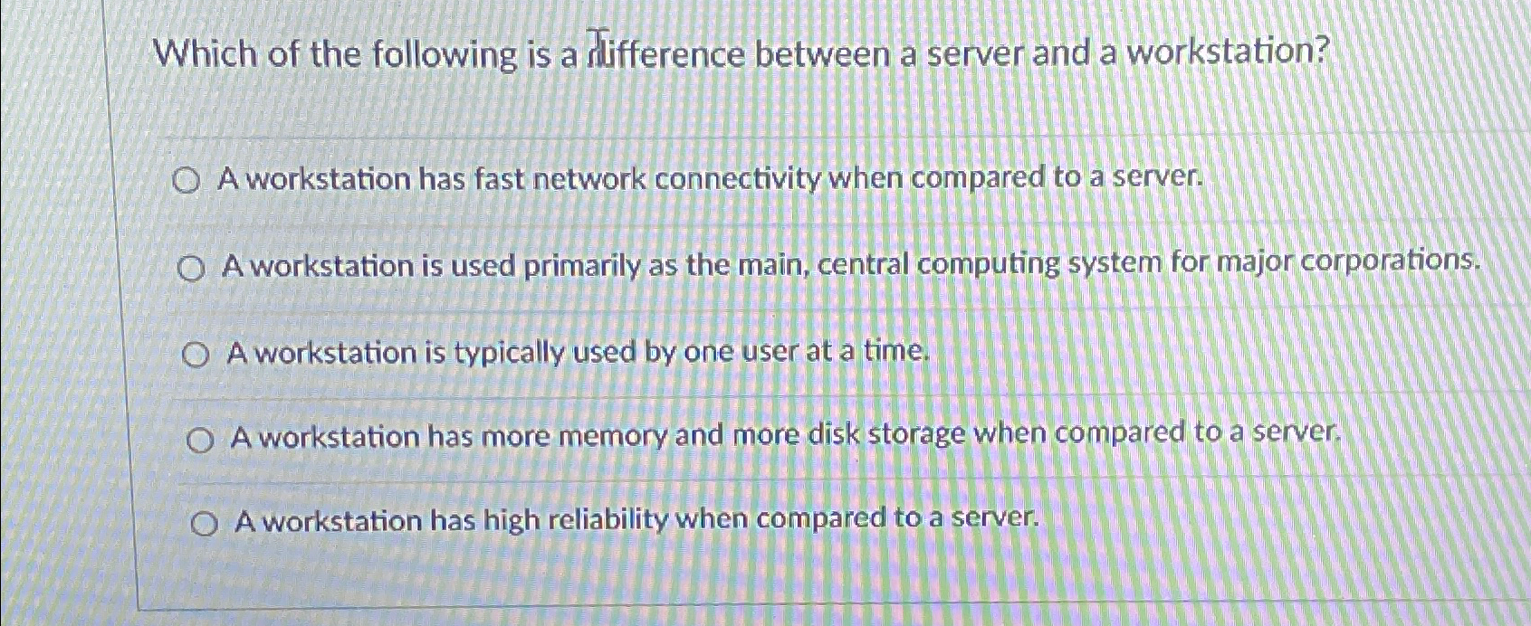 Solved Which of the following is a difference between a | Chegg.com