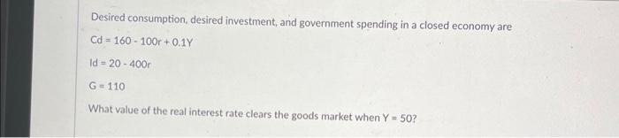 Solved Desired consumption, desired investment, and | Chegg.com