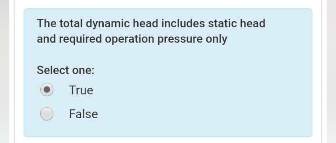Solved The total dynamic head includes static head and | Chegg.com