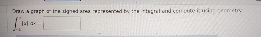 Solved Draw a graph of the signed area represented by the | Chegg.com