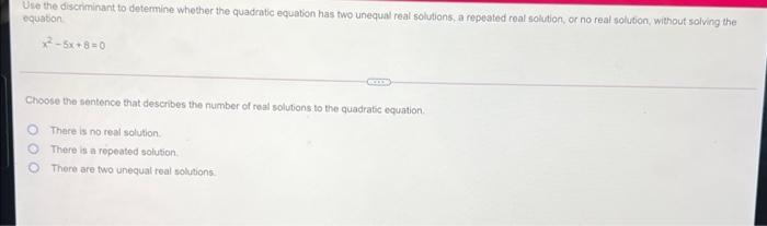 Solved Use the discriminant to determine whether the | Chegg.com
