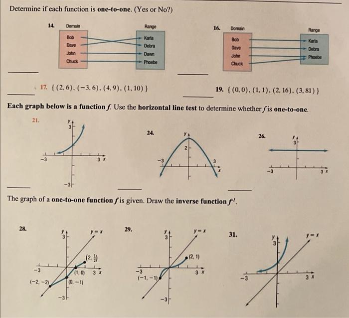 Solved Determine if each function is one-to-one. (Yes or | Chegg.com