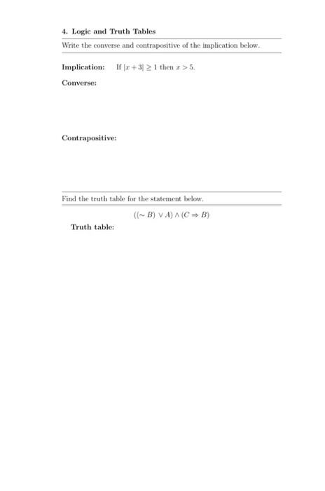 Solved 4. Logic and Truth Tables Write the converse and | Chegg.com