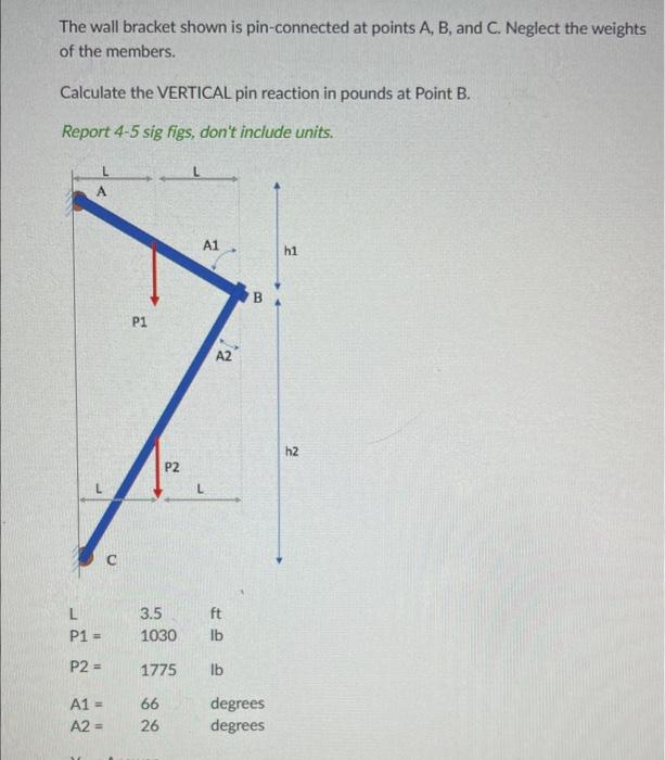 Solved vertical pin reaction at point bhint external | Chegg.com