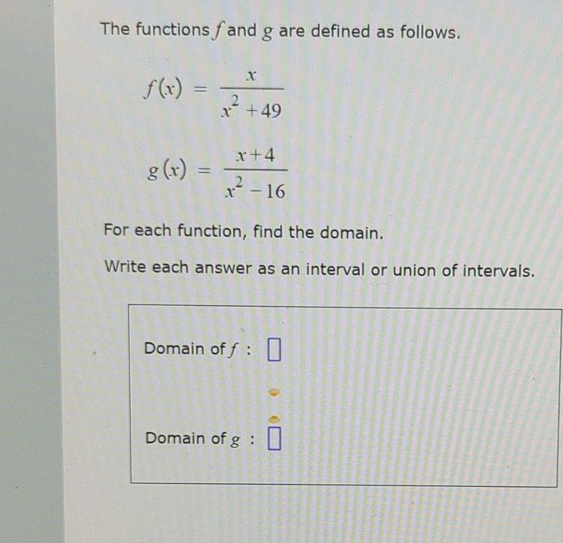 The functions f and g are defined as follows. | Chegg.com