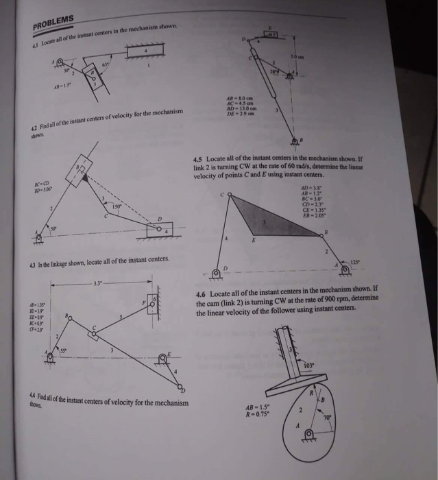 Solved PROBLEMS 4J Locate all of the instant centers in the | Chegg.com
