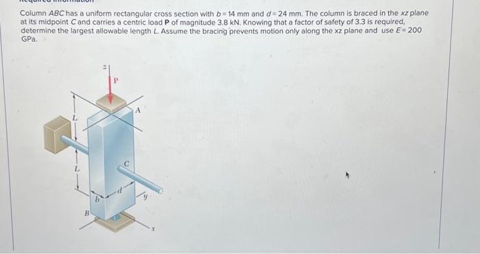 Solved Column ABC has a uniform rectangular cross section | Chegg.com