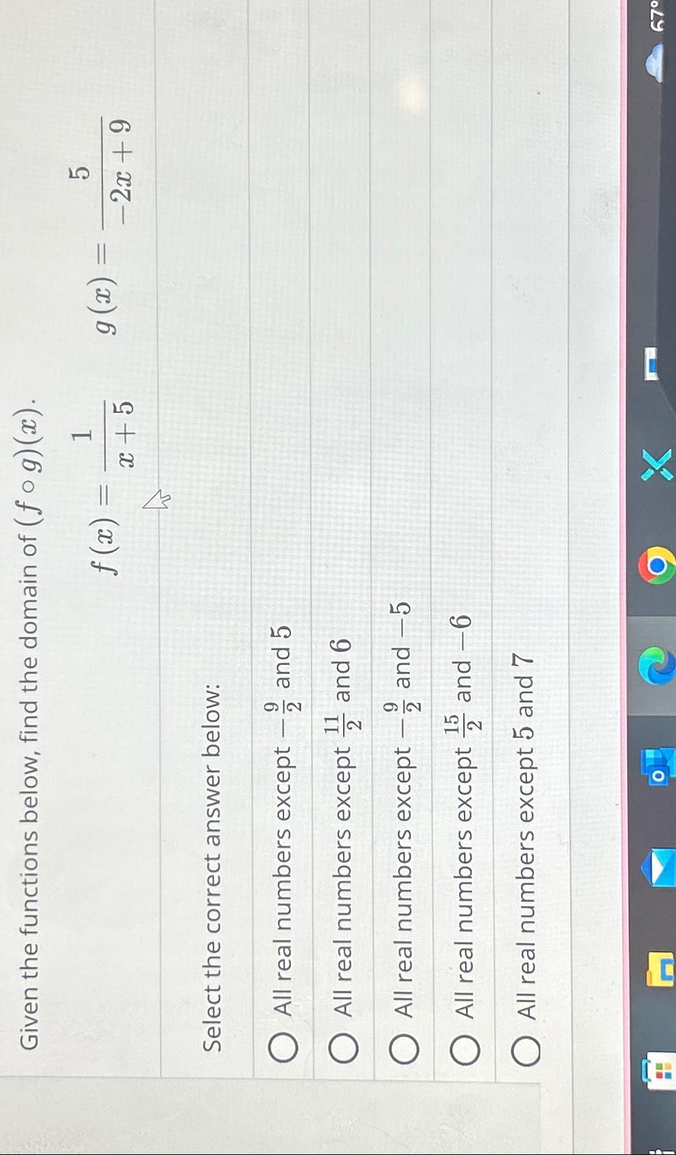 Solved Given the functions below, find the domain of | Chegg.com