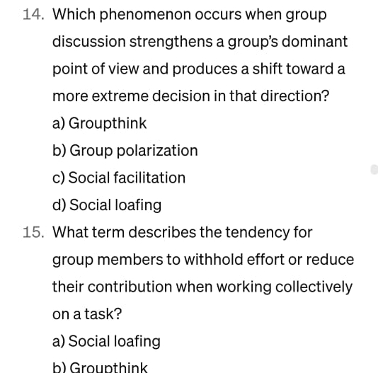 Solved Which phenomenon occurs when group discussion | Chegg.com