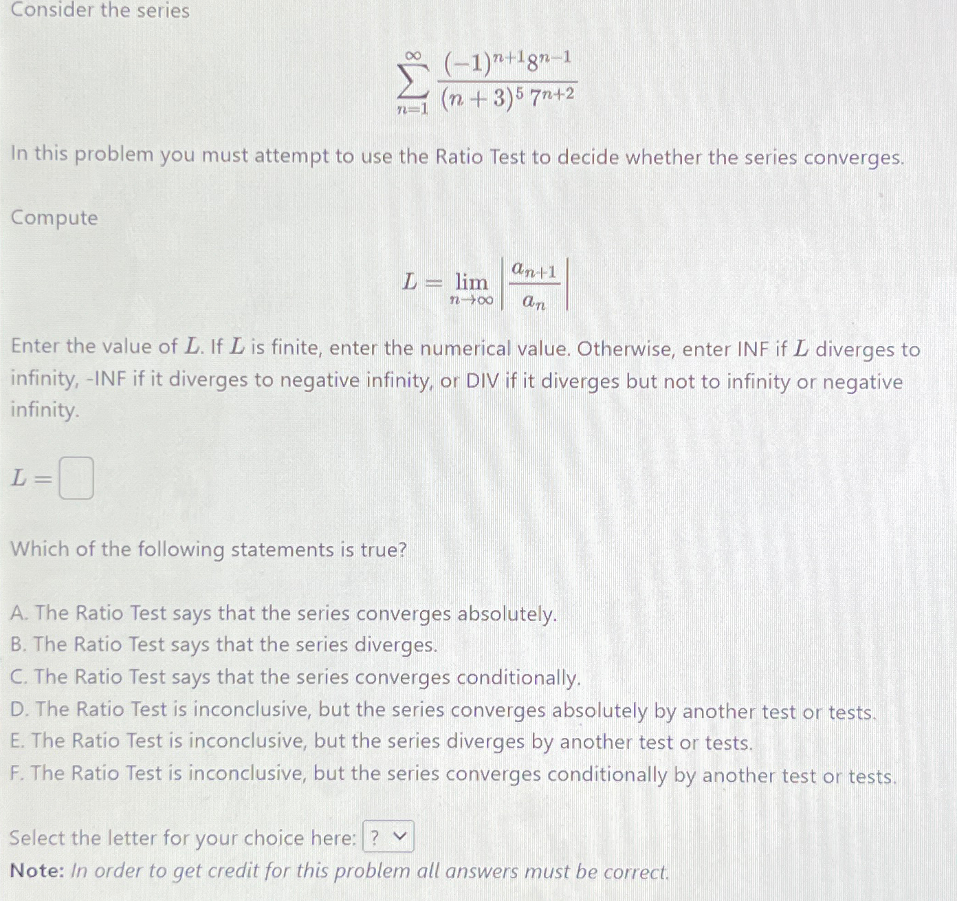Solved Consider the series∑n=1∞(-1)n+18n-1(n+3)57n+2In this | Chegg.com